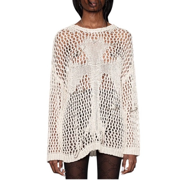 Racer Worldwide | Sweaters | Racer Worldwide Cross Crochet Sweater ...